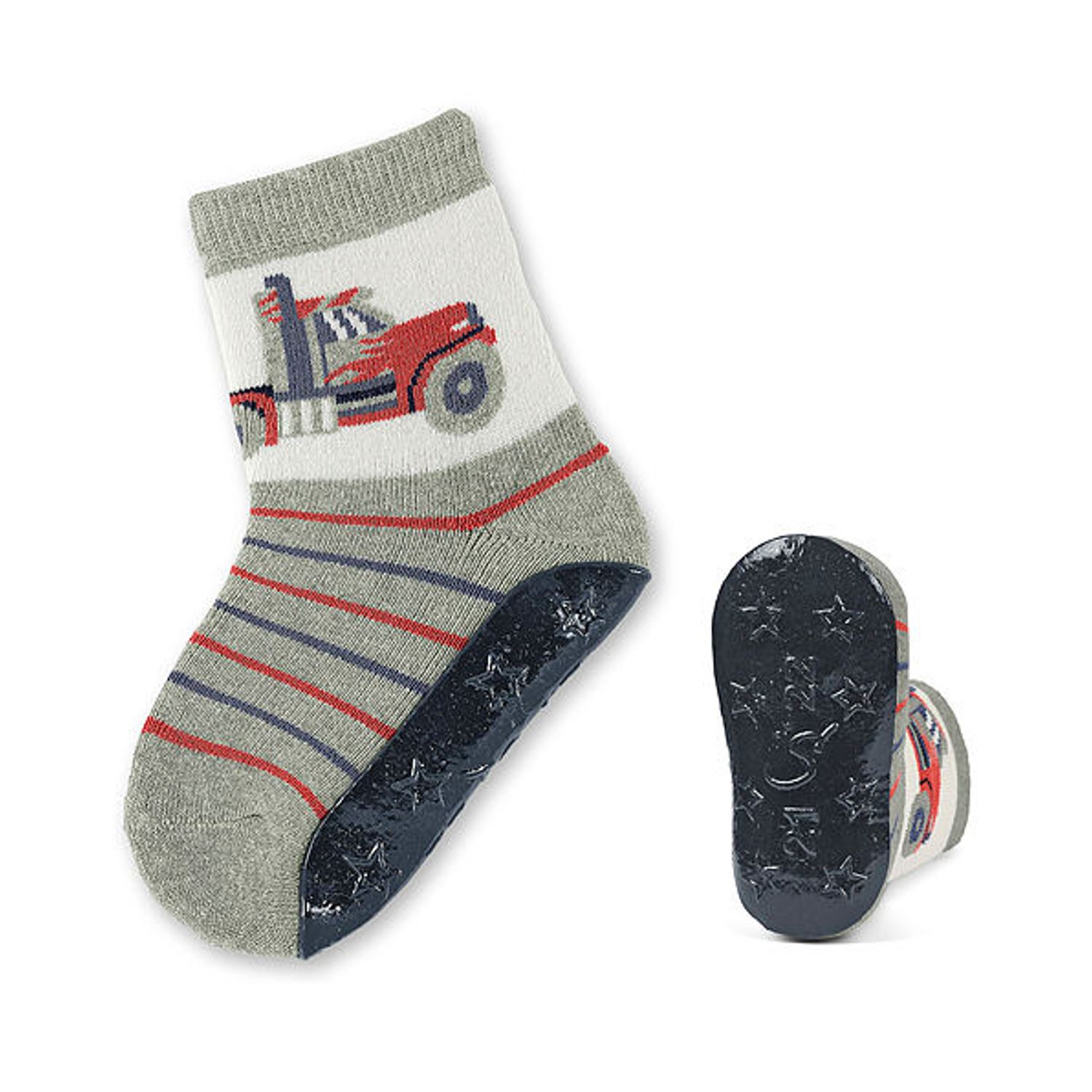 Sterntaler Jungen Socken Fliesenflitzer Dick Vollplüsch mit Motiv, Grau